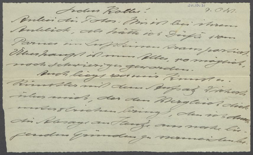 Brief von Richard Scheibe an Georg Kolbe | GKM Online Sammlung