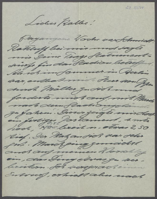 Brief von Richard Scheibe an Georg Kolbe | GKM Online Sammlung